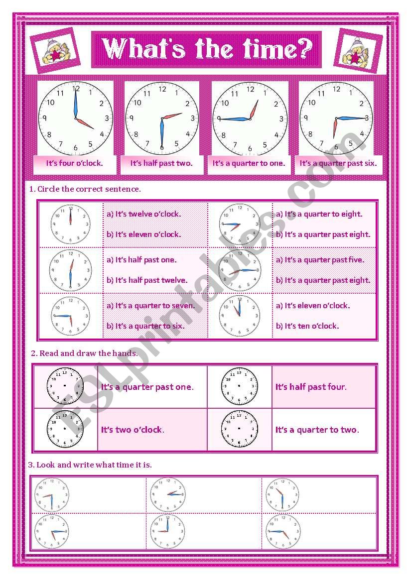 WHAT´S THE TIME - ESL worksheet by jecika