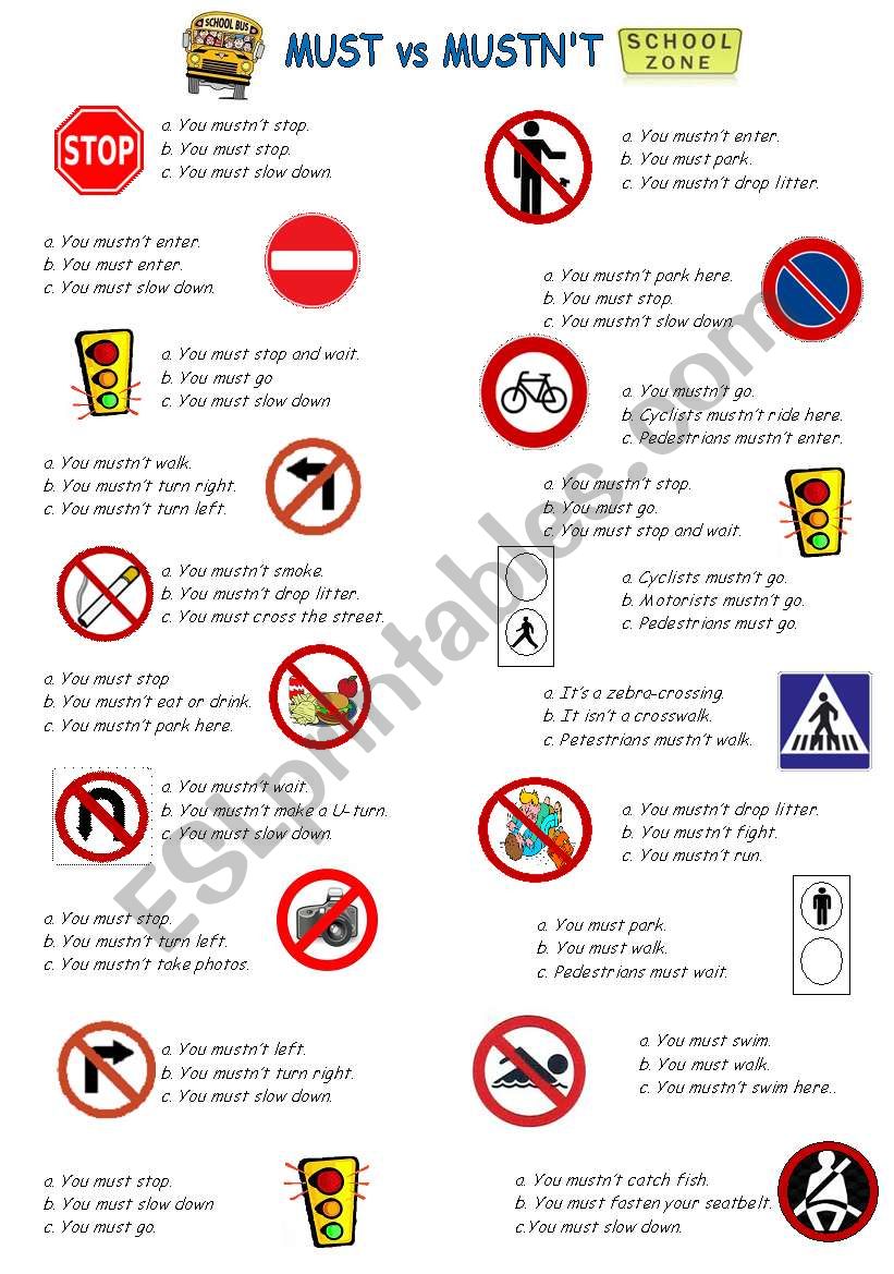 Must vs Mustn´t - ESL worksheet by remziye