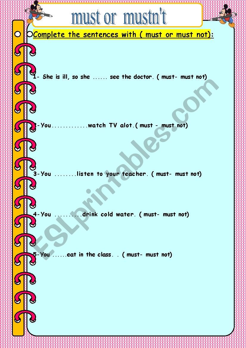 must or mustn´t - ESL worksheet by albushy
