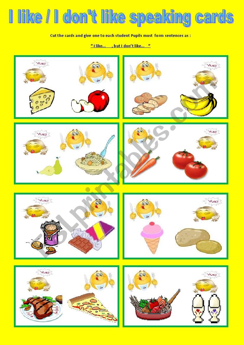 food and I like- don´t like - ESL worksheet by maestralidia