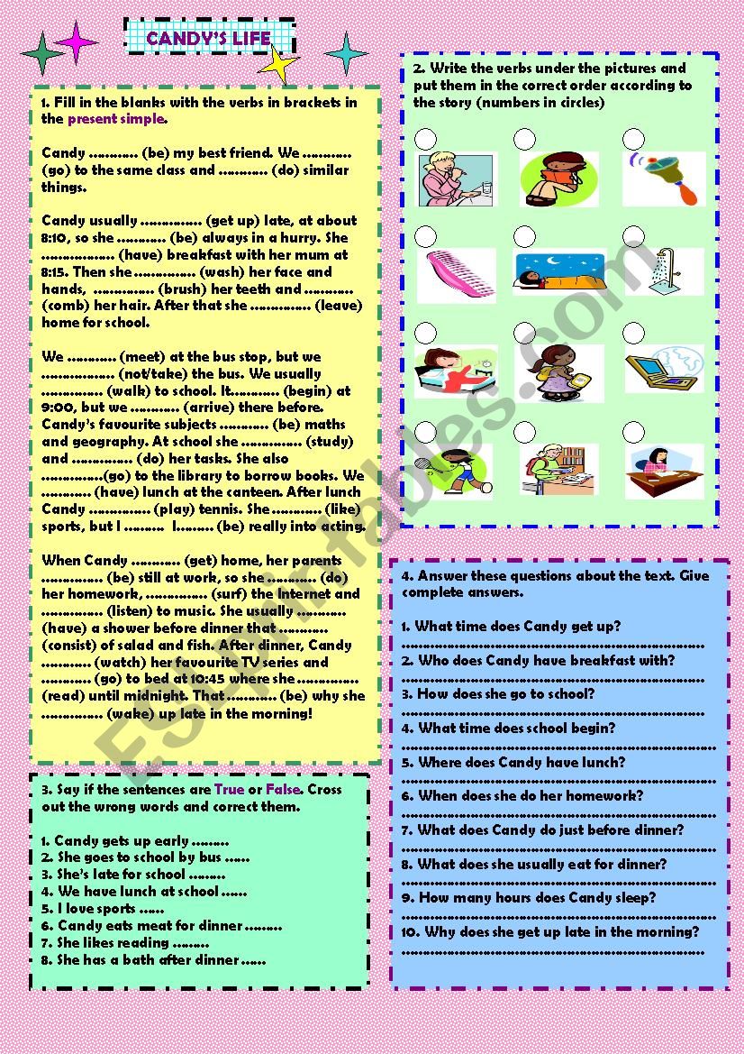 Candy´s life (+ key) - ESL worksheet by dinglesazara