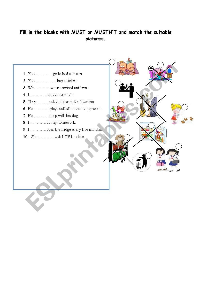 must and mustn´t - ESL worksheet by pakizepakize