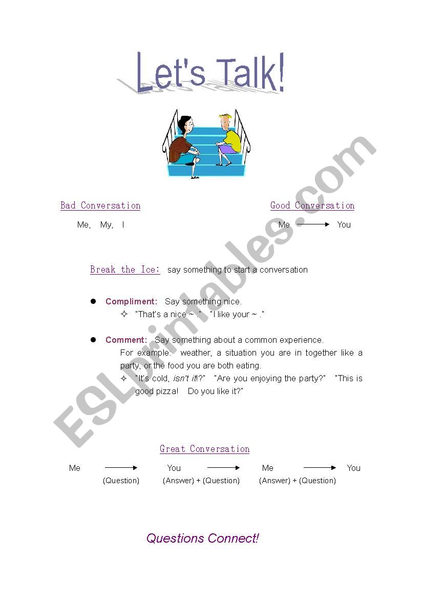 English worksheets: "Let´s Talk!" Conversation Skills