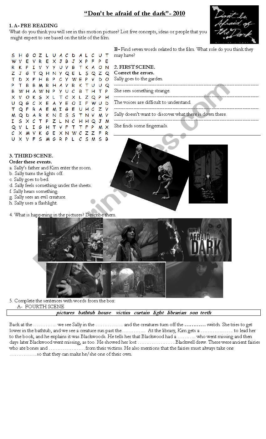 Don´t be afraid of the dark - ESL worksheet by flor86