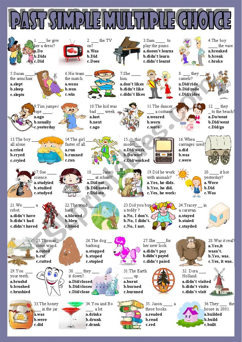 Past Simple Multiple Choice ESL Worksheet By LILIAAMALIA