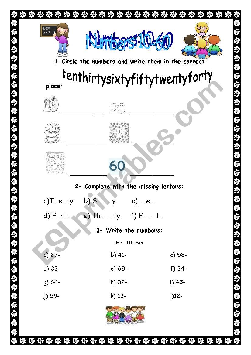 numbers 10-60 -it´s easy!!! - ESL worksheet by marta veiga