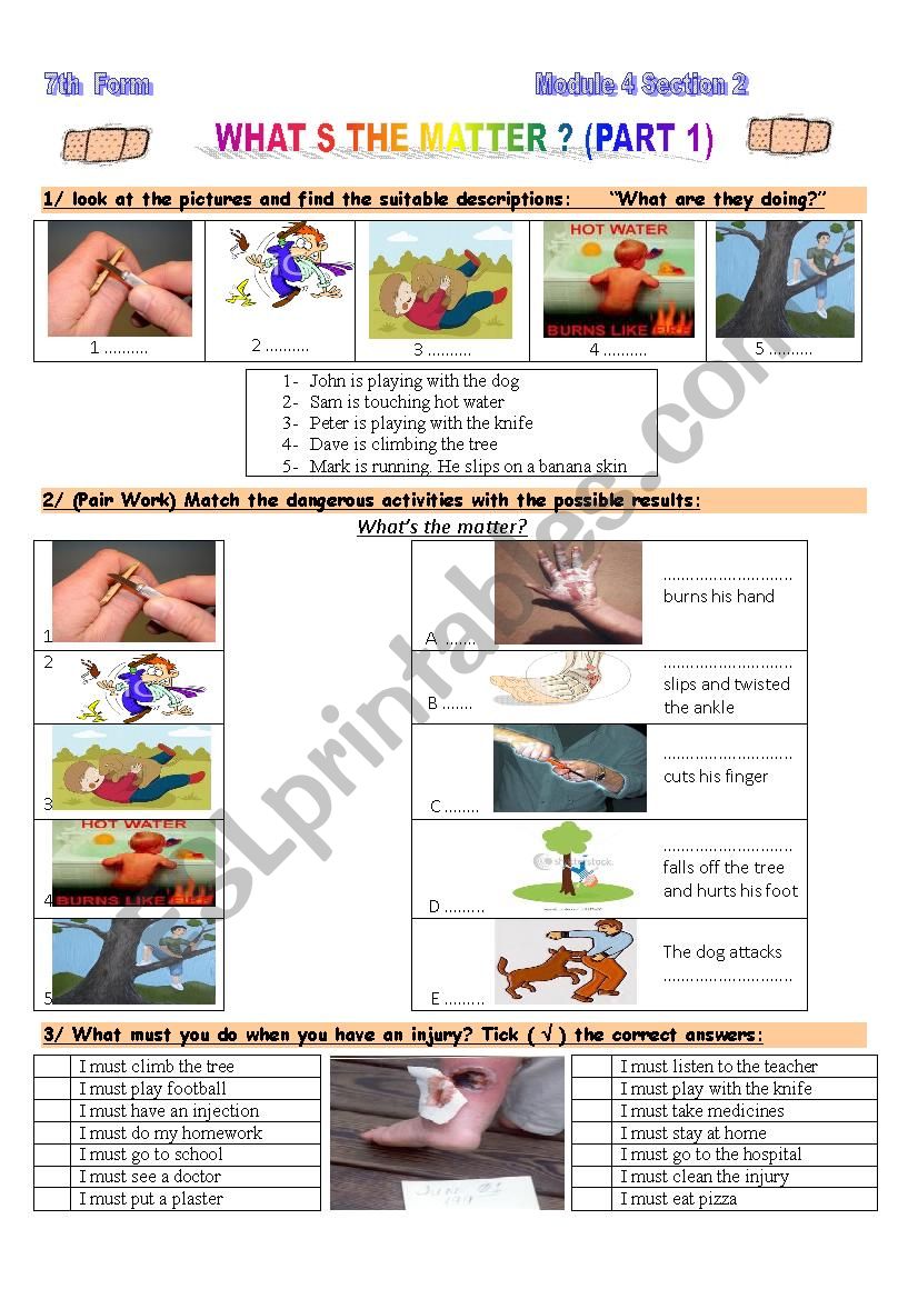 What´s the matter? Part 1 - ESL worksheet by my butterfly