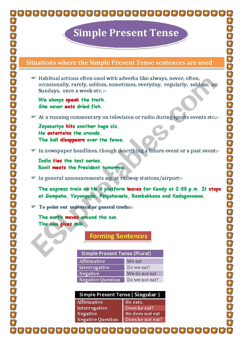 Present Simple Esl Worksheet By Ikram Jeseen