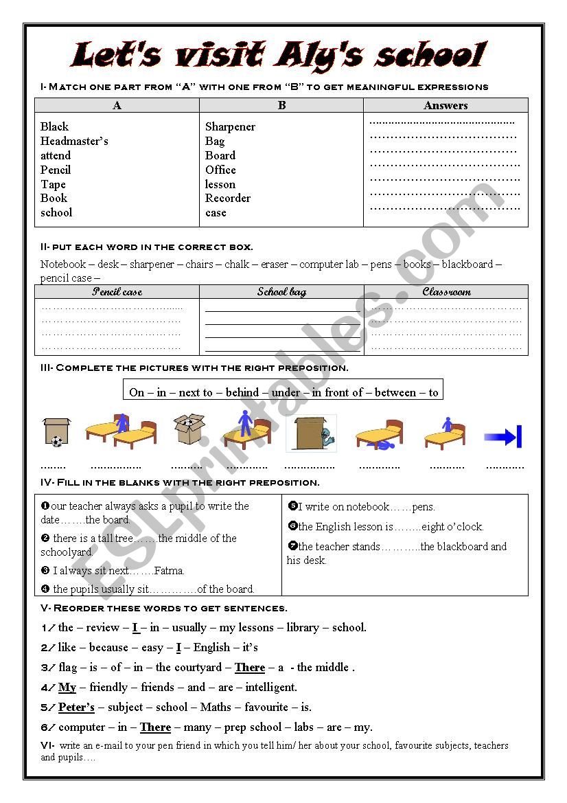 let´s visit aly´s school - ESL worksheet by slah
