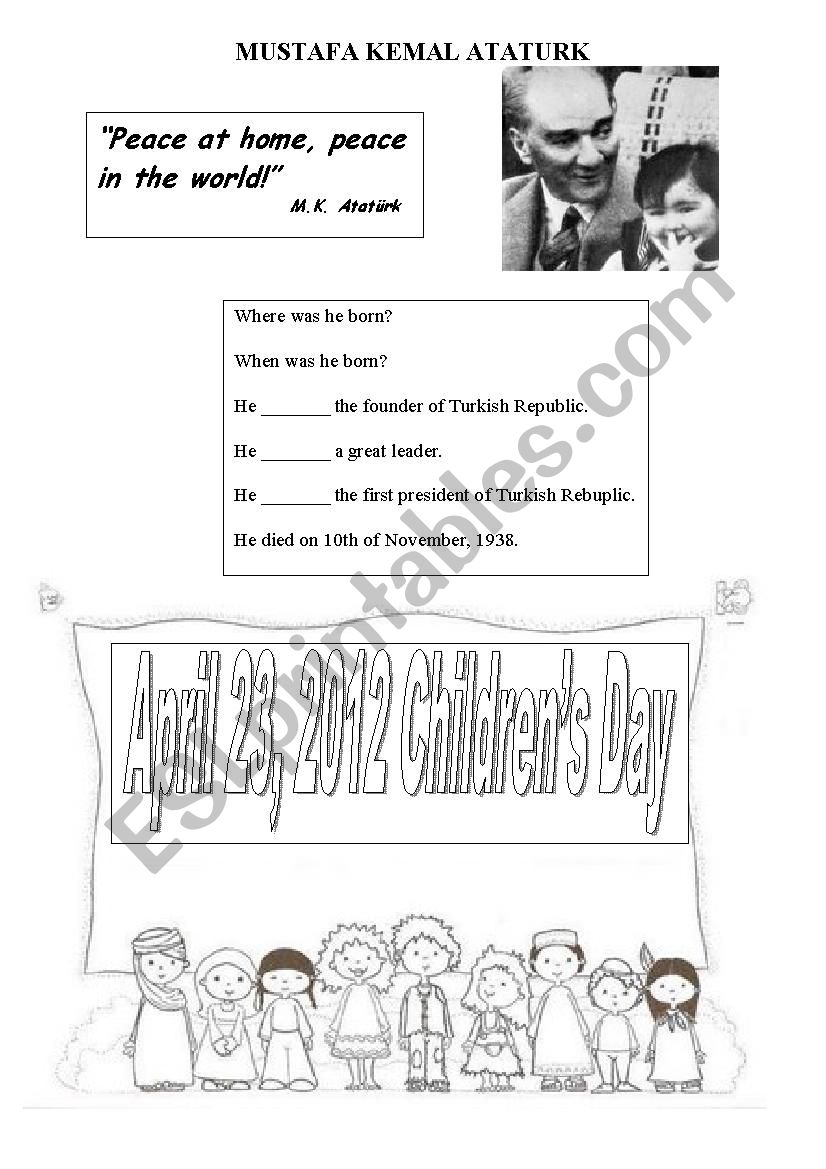 English worksheets: April 23 Children´s Day and Ataturk