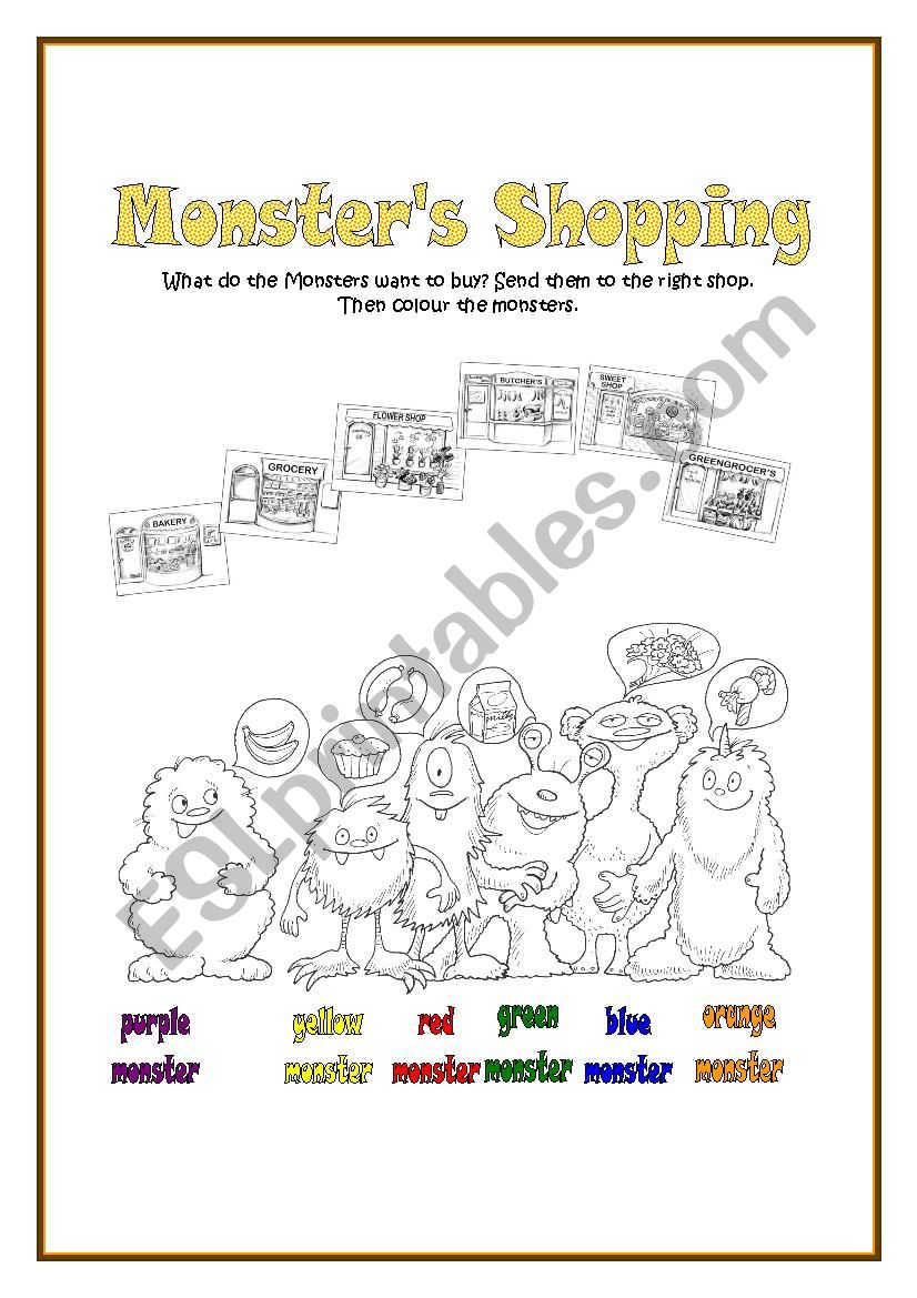 Monster´s Shopping - ESL worksheet by Krümel