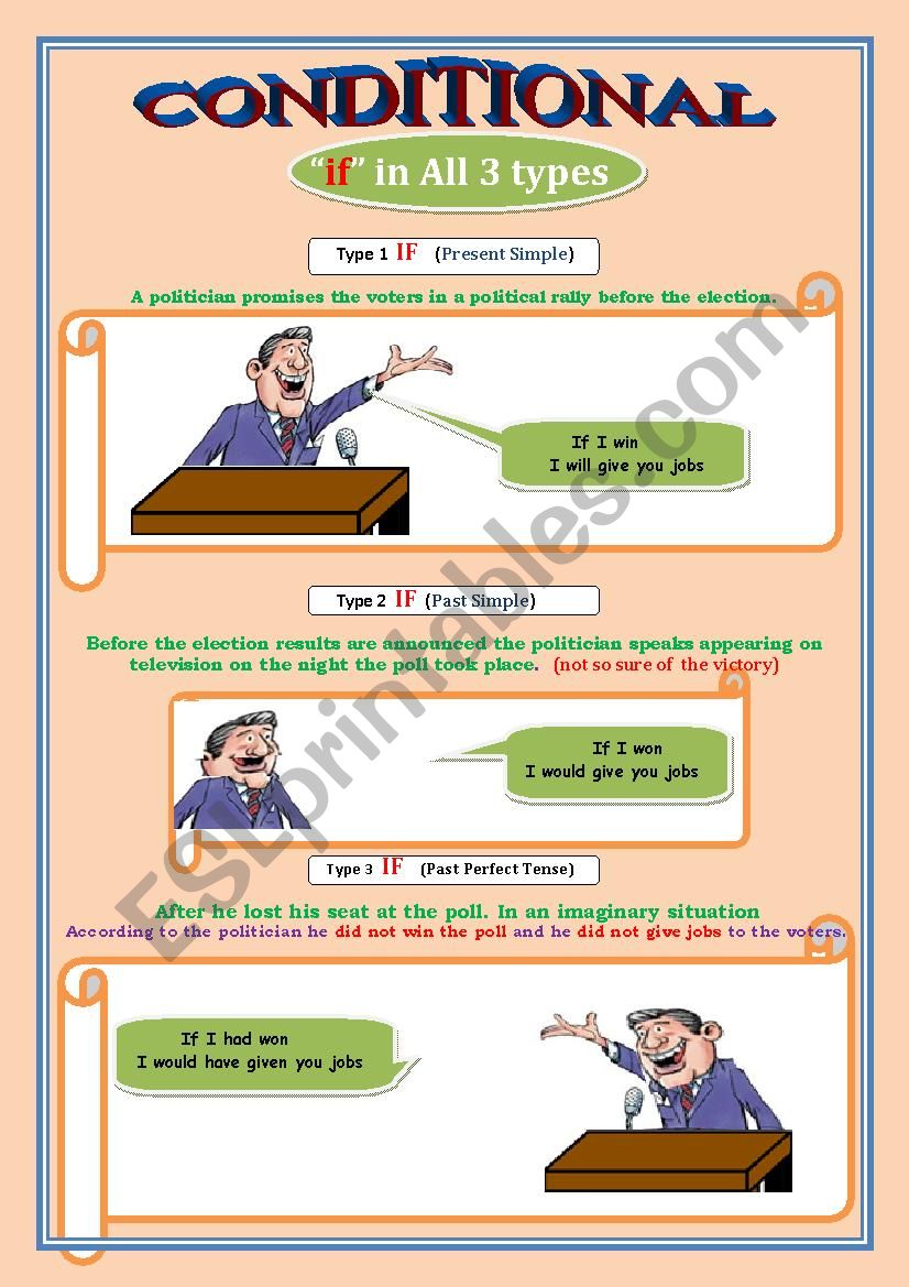 " If " in all 3 types - A politician´s promises - - ESL worksheet by ...