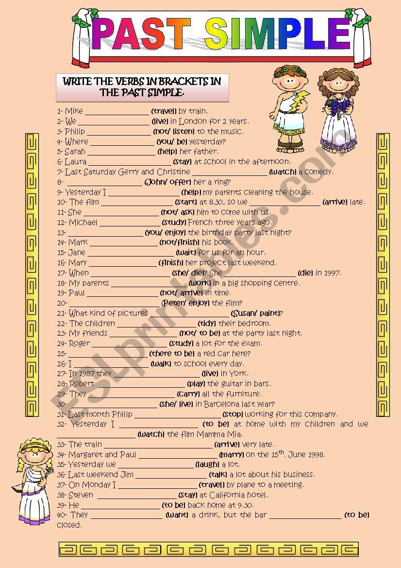 PAST SIMPLE REGULAR VERBS ESL Worksheet By Sandytita