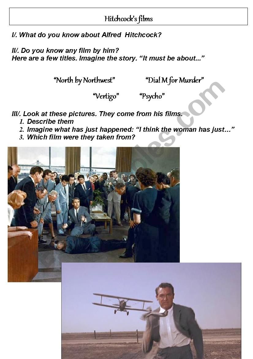 Hitchcock guess what´s just happened - ESL worksheet by clemjy
