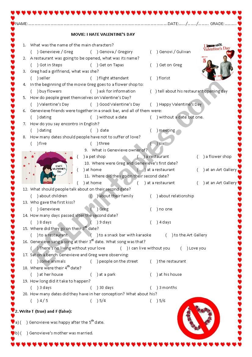 I hate Valentine´s Day Activity - ESL worksheet by teacher dri