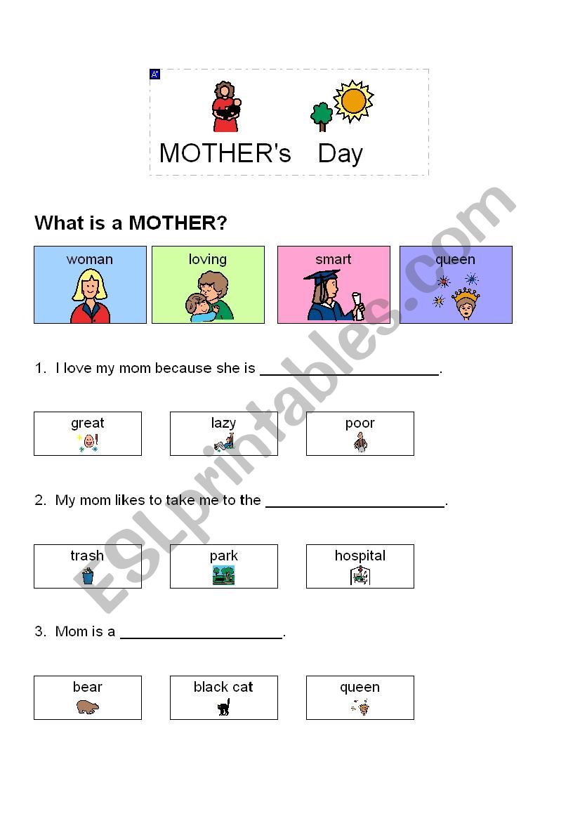 English worksheets: Mother´s Day
