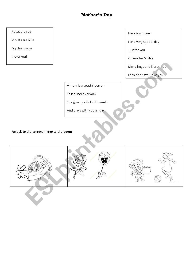 Mother´s day poems - ESL worksheet by arrita