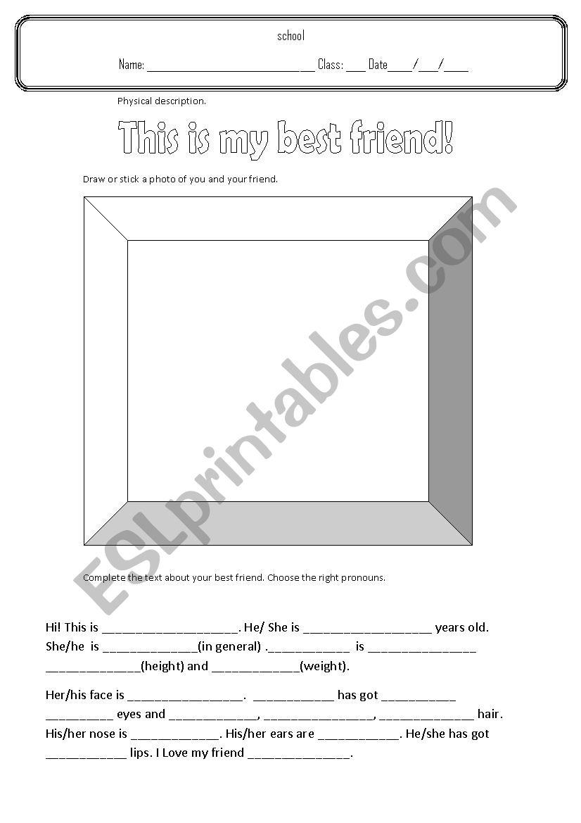 my friend´s physical description - ESL worksheet by lioness30