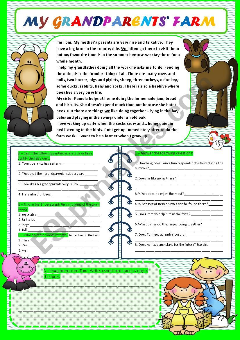 My grandparents´ farm - ESL worksheet by Marília Gomes