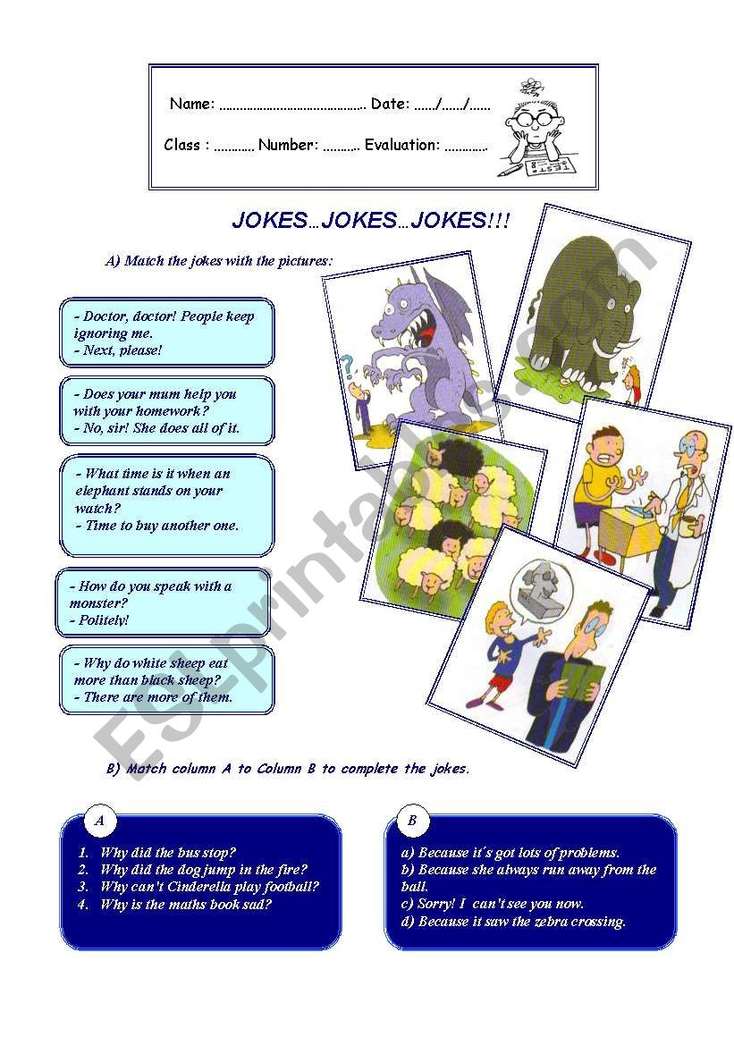 JOKES…JOKES…JOKES!!! - ESL worksheet by vanda51