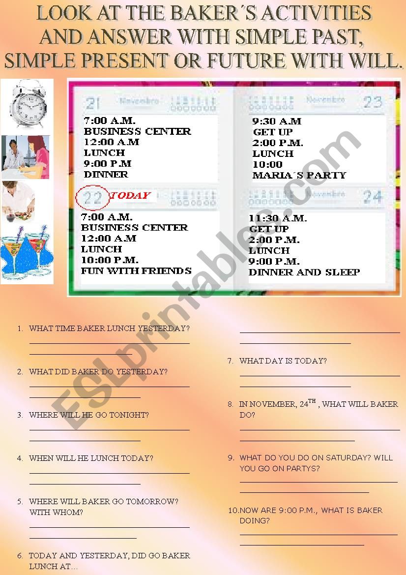 BAKER´S ACTIVITIES - ESL worksheet by speakpompeia