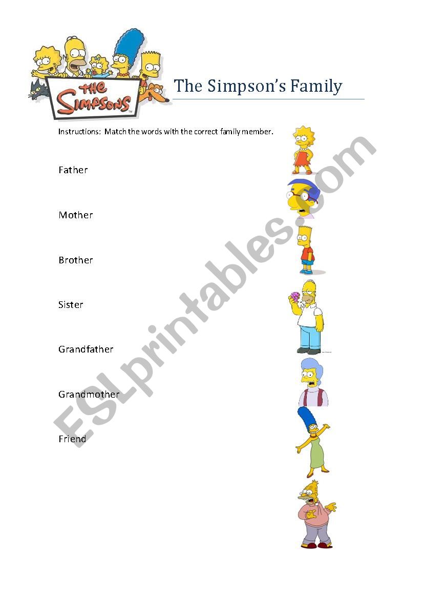 English worksheets: The Simpson´s Family