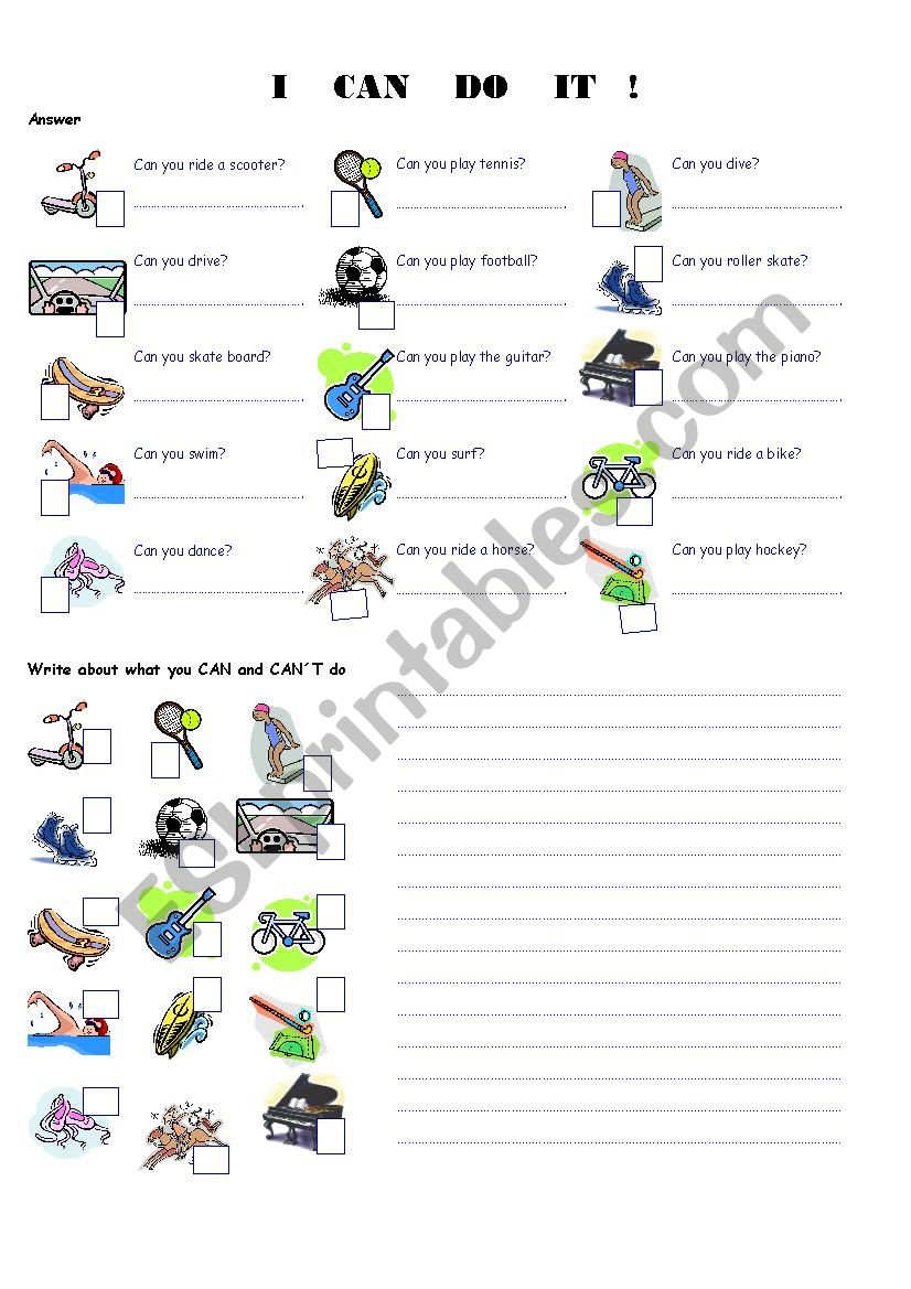 CAN CAN´T - ESL worksheet by lusa4ever