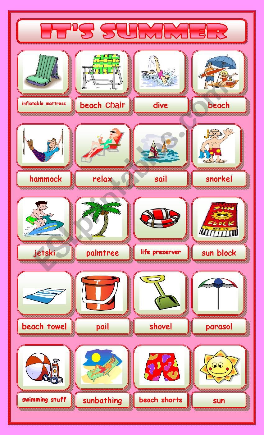 It´s Summer! - ESL worksheet by Krümel