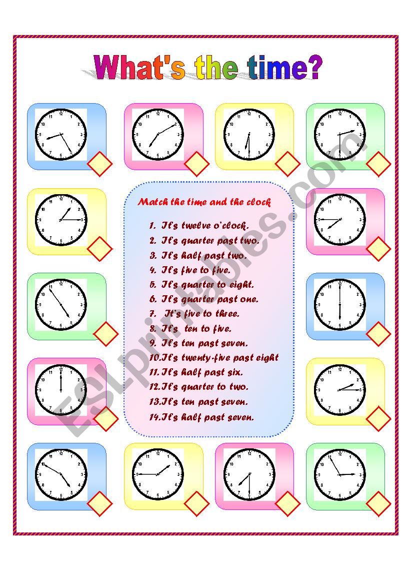 What´s the time? - ESL worksheet by zinaida954