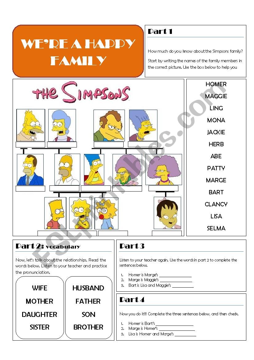 WE´RE A HAPPY FAMILY - ESL worksheet by freakmaggot