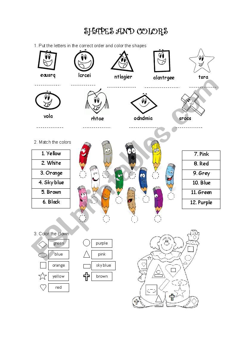Shapes and Colors - ESL worksheet by Anoca