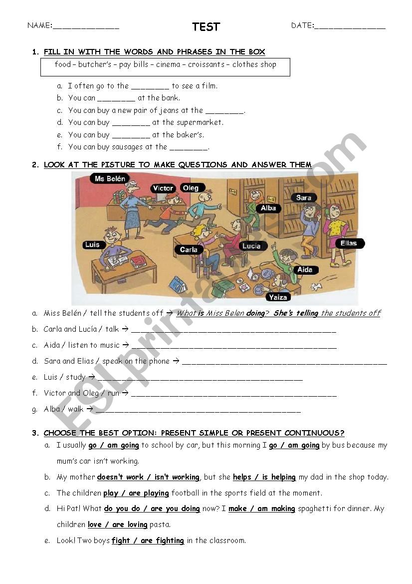 PRESENT CONTINUOUS Vs PRESENT SIMPLE ESL Worksheet By Barshu77