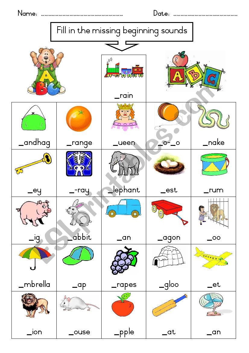 Phonics Fill In The Missing Initial Sound ESL Worksheet By Joeyb1