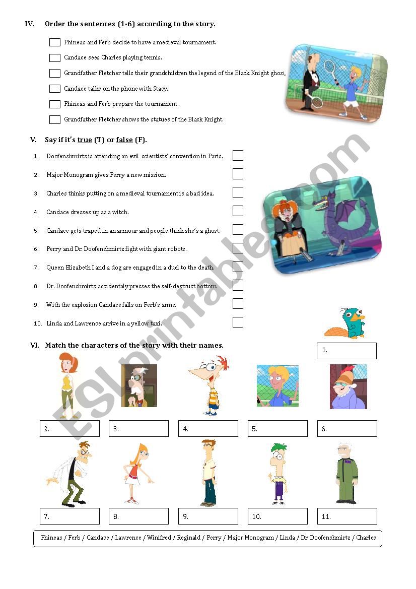 Phineas and Ferb - A Hard Day´s Knight 2/2 - ESL worksheet by Susy M.
