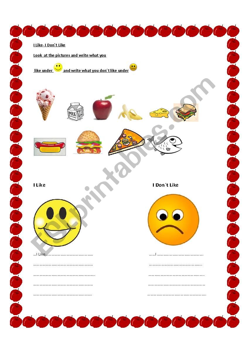 I like - I don´t like - ESL worksheet by rofloman