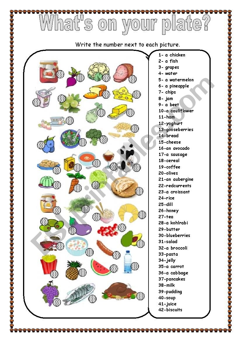 What´s on your plate? - ESL worksheet by monika.79