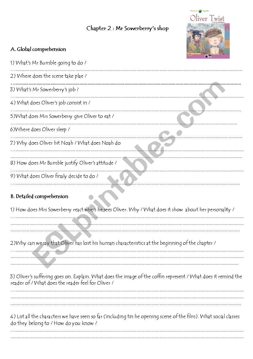 Oliver Twist :at Mr Sowerberry´s shop - ESL worksheet by kalenda