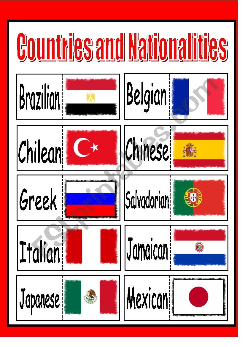 What´s your nationality? - Dominoes - ESL worksheet by marlon arana