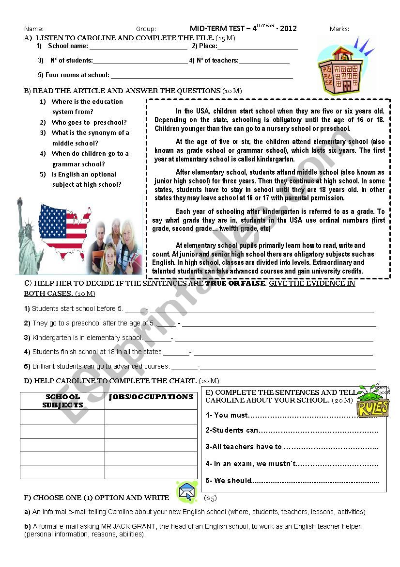 TEST ON THE TOPIC ´EDUCATION´ - ESL worksheet by Dahianabelen