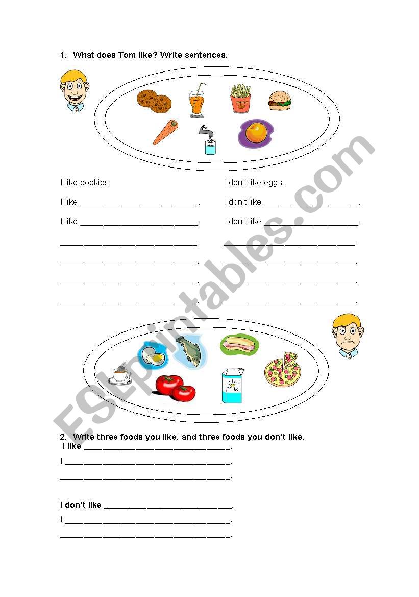 Like Dont Like Food Worksheet