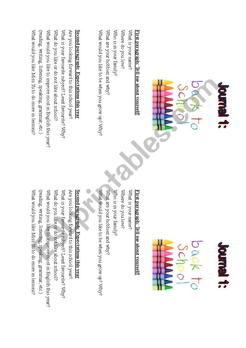 Journal writing - ESL worksheet by coniyu Journal writing - ESL worksheet by coniyu