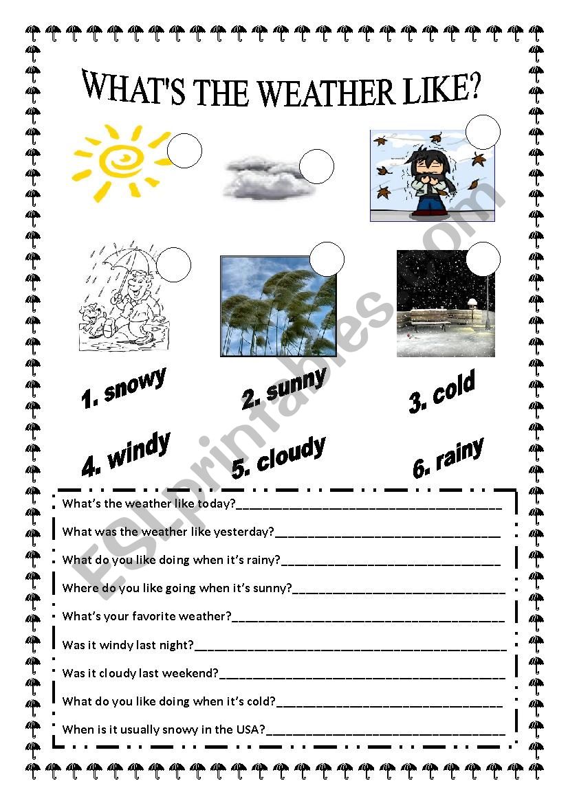What´s the weather like? - ESL worksheet by Lubar