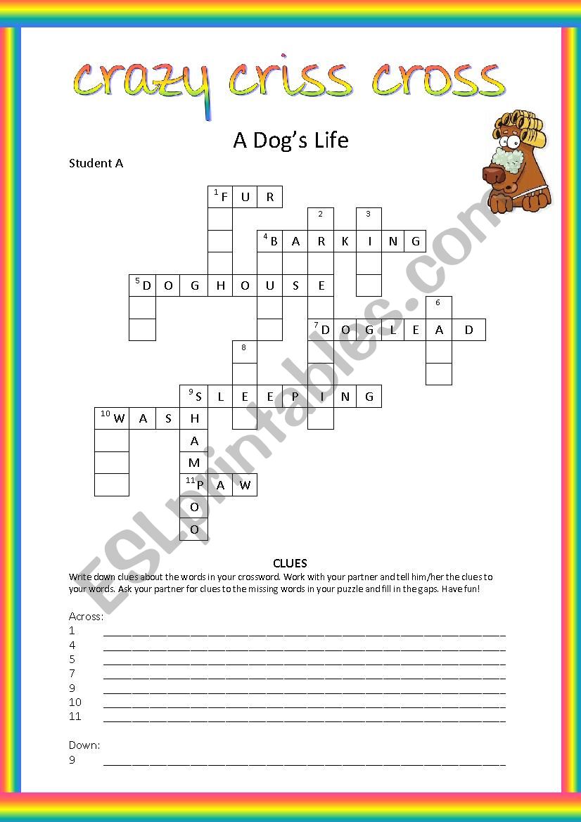 Crazy Criss Cross - A Dog´s Life (Pairwork Questions and Answers) - ESL ...