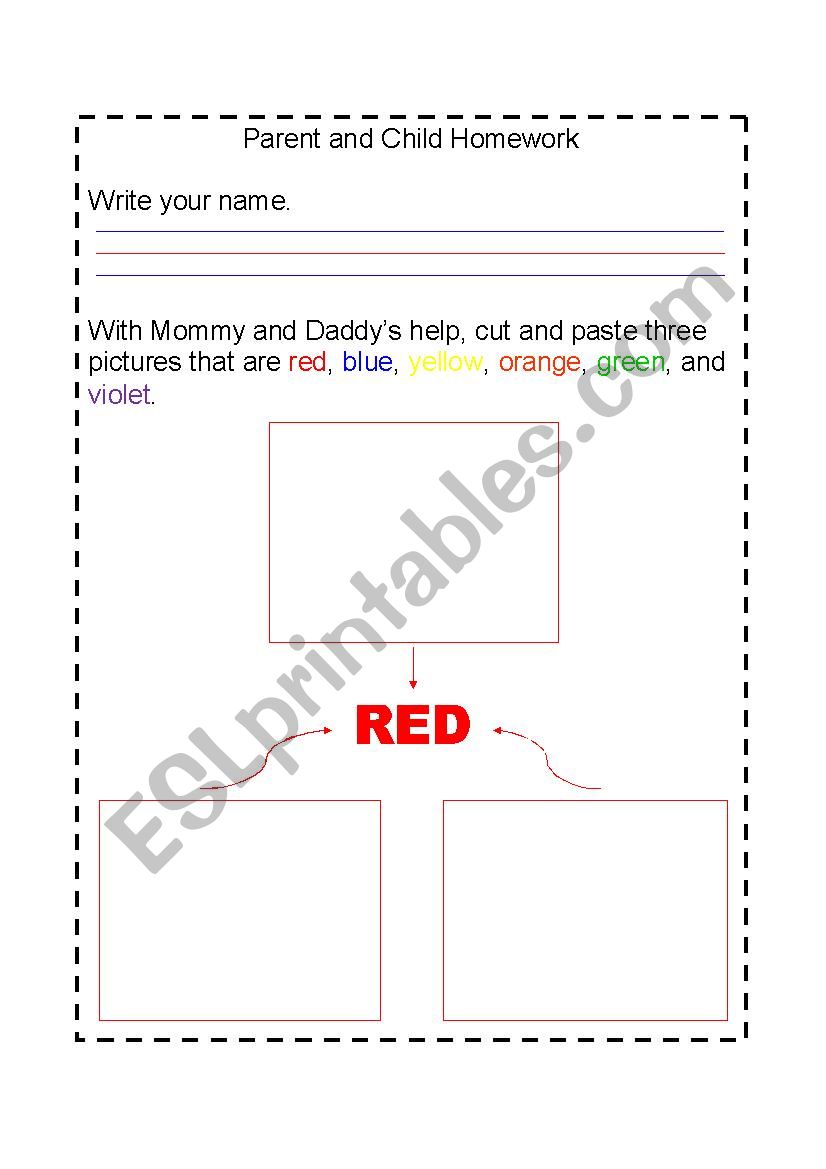 Colors - A Parent-Child Activity - ESL worksheet by Yhay