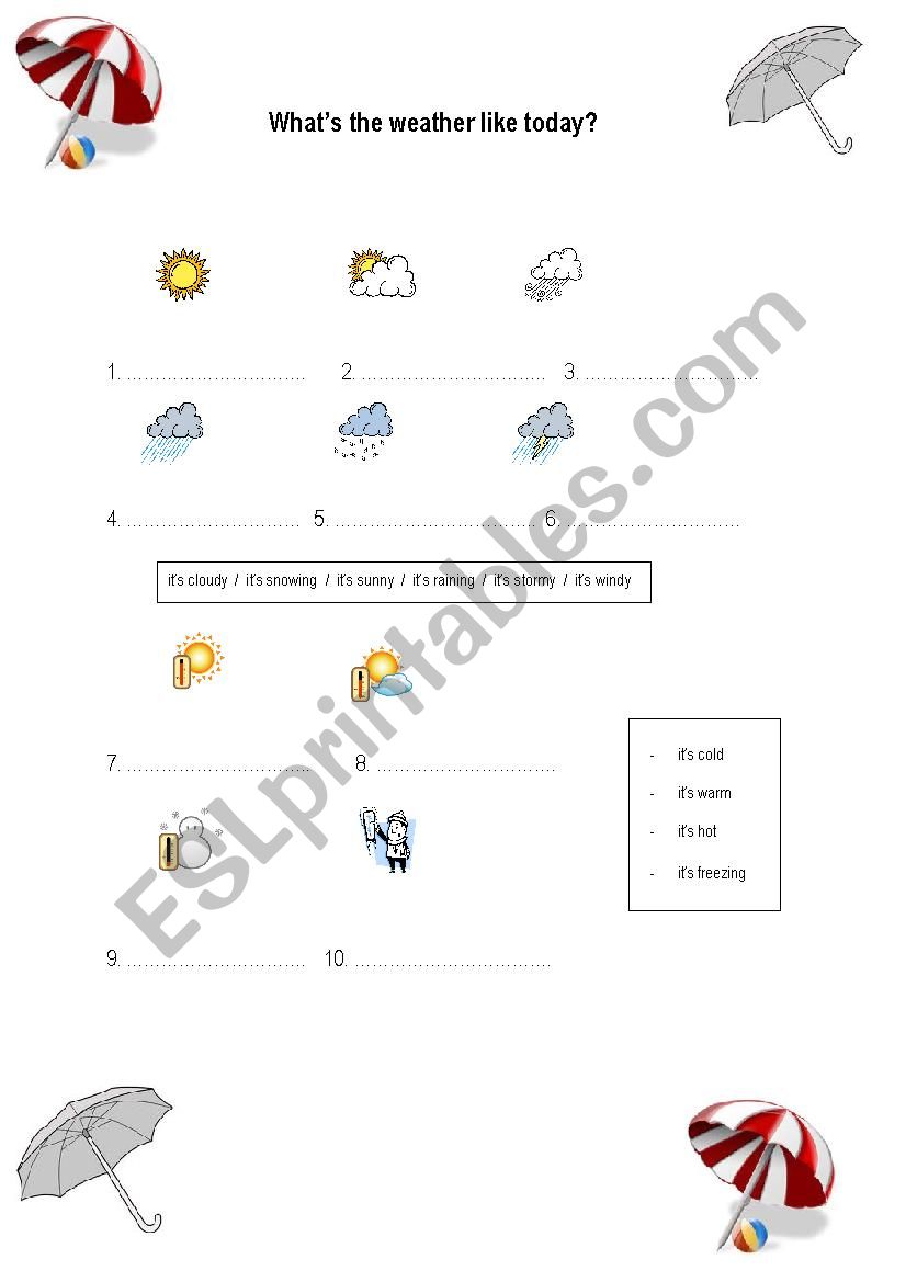 what´s the weather like ? - ESL worksheet by calapitchounette