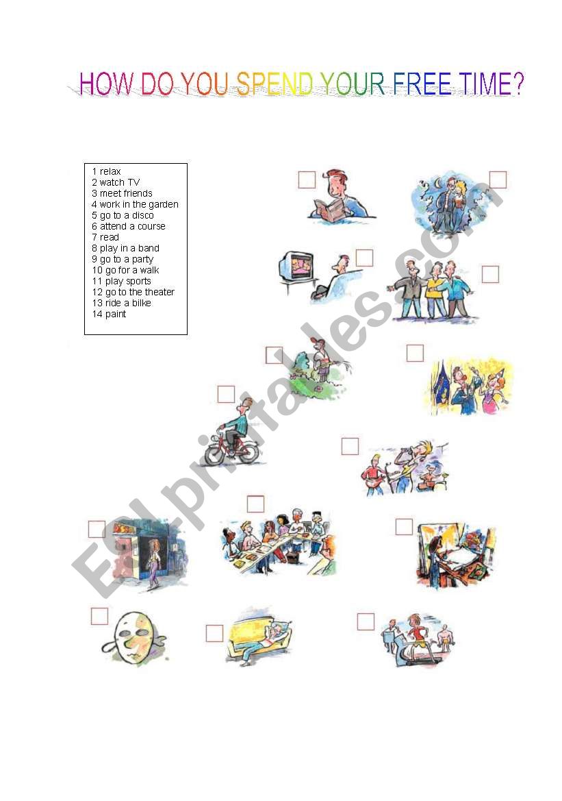 How do you spend your free time? - ESL worksheet by s.lefevre How do you spend your free time? - ESL worksheet by s.lefevre