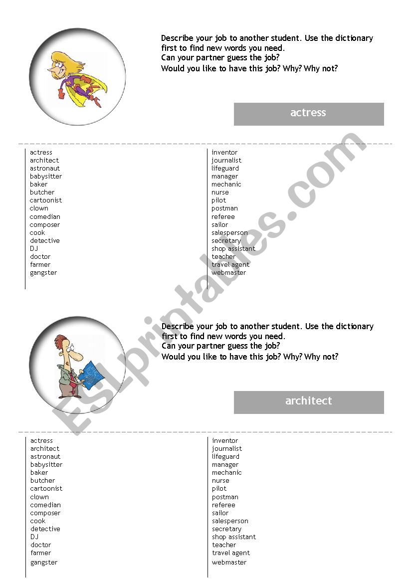 What´s my job? - ESL worksheet by dani_go