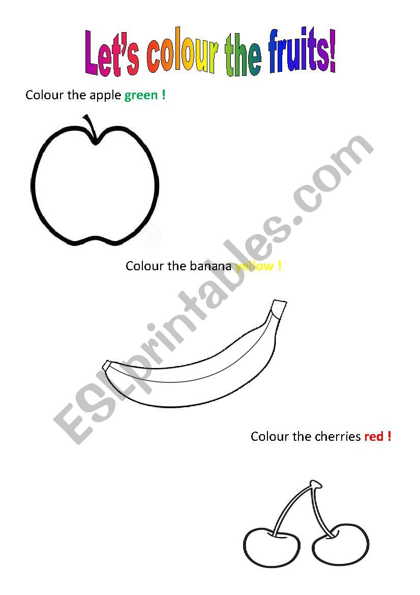 Let´s colour the fruits! - ESL worksheet by ejpan