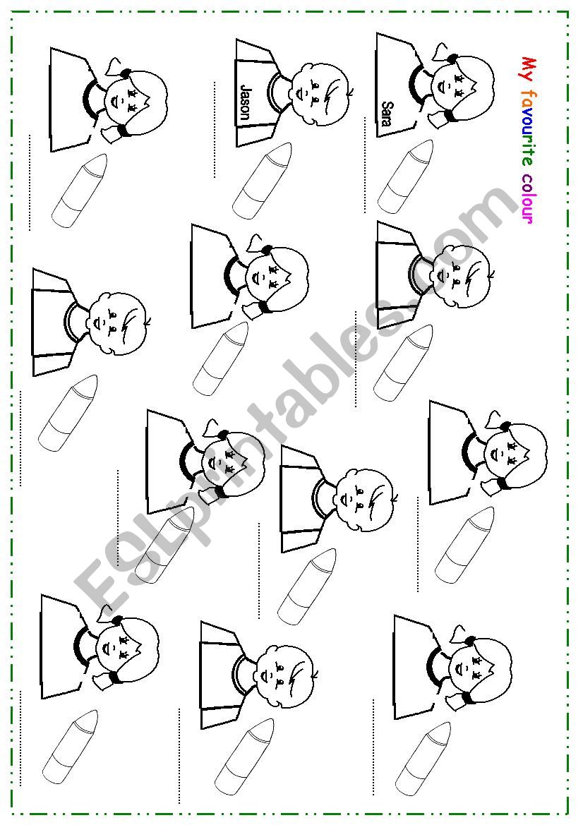 WHAT´S YOUR FAVOURITE COLOUR? - ESL worksheet by Txell