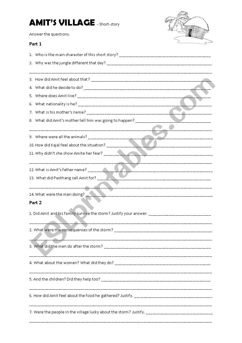 Amit´s village - short-story questionnaire - ESL worksheet by ...